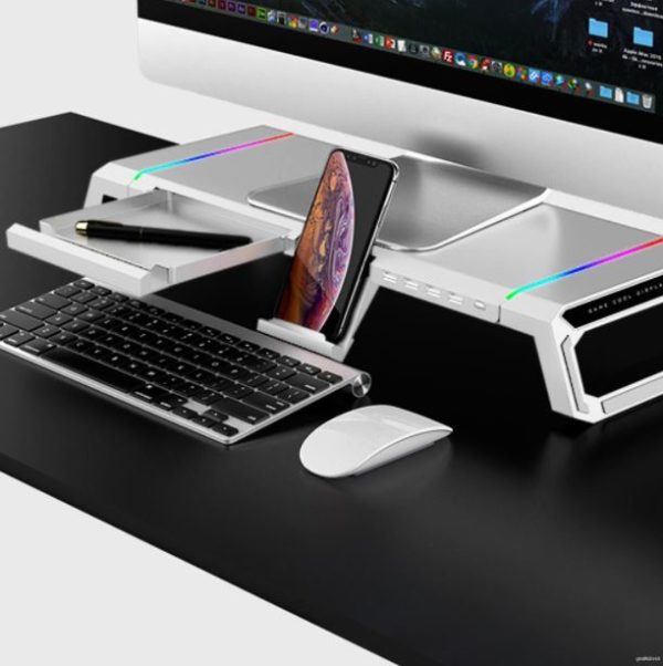 RGB Monitor Stand Riser Desktop Monitor Stand Computer Stand Laptop ...