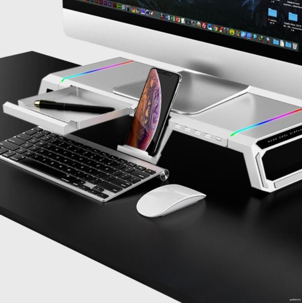 RGB Monitor Stand Riser Desktop Monitor Stand Computer Stand Laptop ...