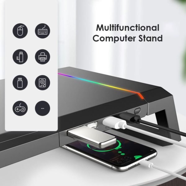 RGB Monitor Stand Riser Desktop Monitor Stand Computer Stand Laptop ...