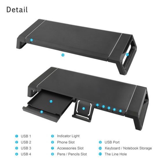 RGB Monitor Stand Riser Desktop Monitor Stand Computer Stand Laptop ...